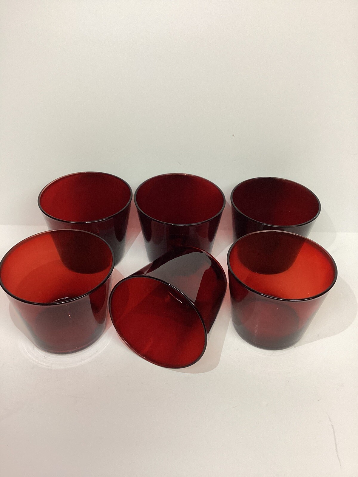 Vintage 6 Piece Set of Ruby Glasses. 3 x 3 1/2 | eBay