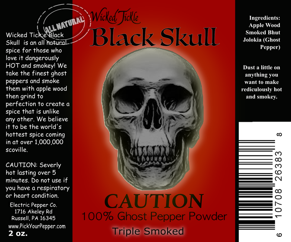 Smoked Ghost Pepper Powder Hot Spice Wicked Tickle Black Skull Chili ...