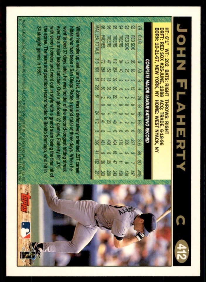 1997 Topps John Flaherty Baseball Card #412 | eBay