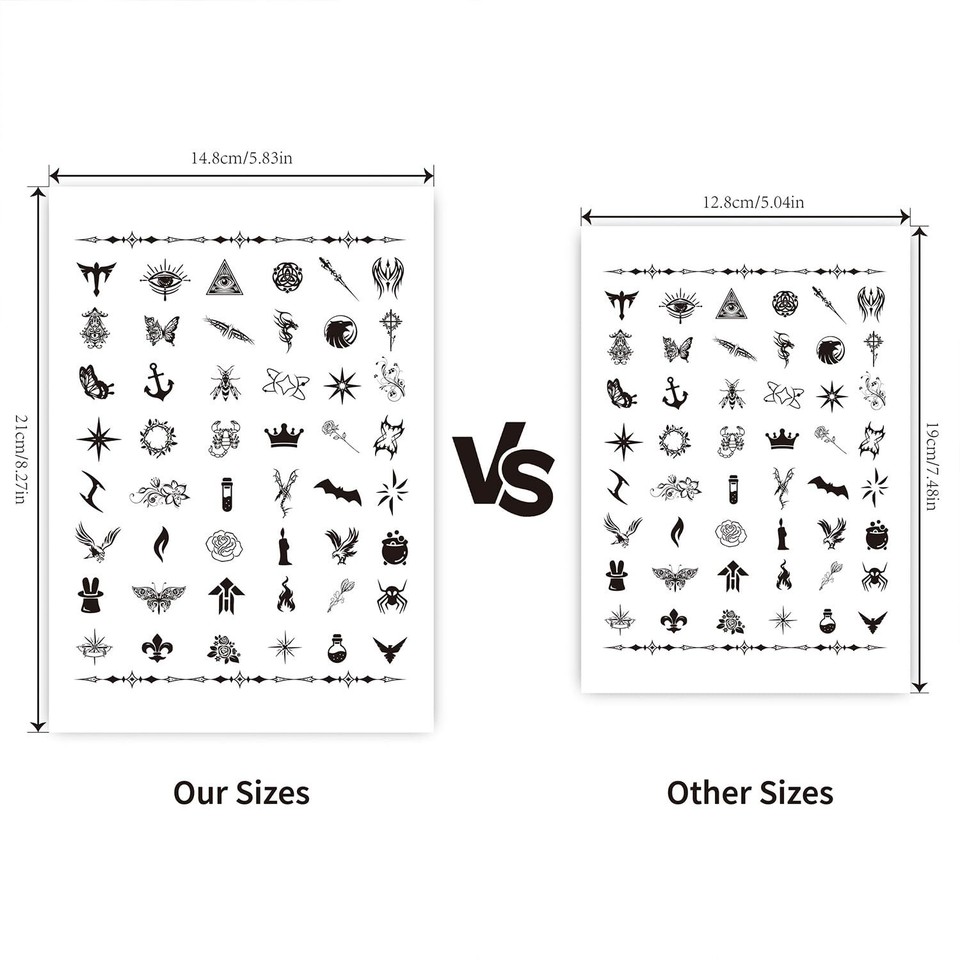Small Temporary Tattoos for Adult Women Men ，380+ Styles 8 Sheets Fake ...