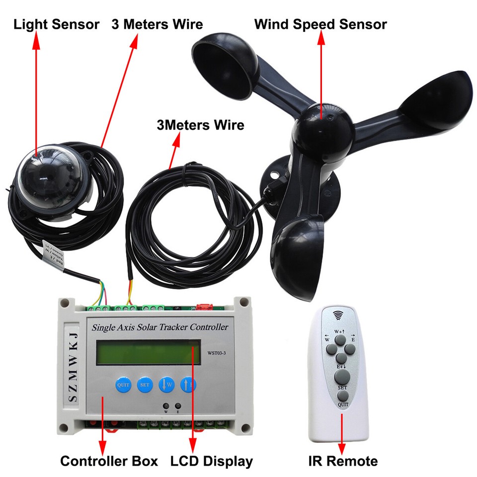 Electronic Controller + Anemometer for Single Axis Solar Sun Track ...