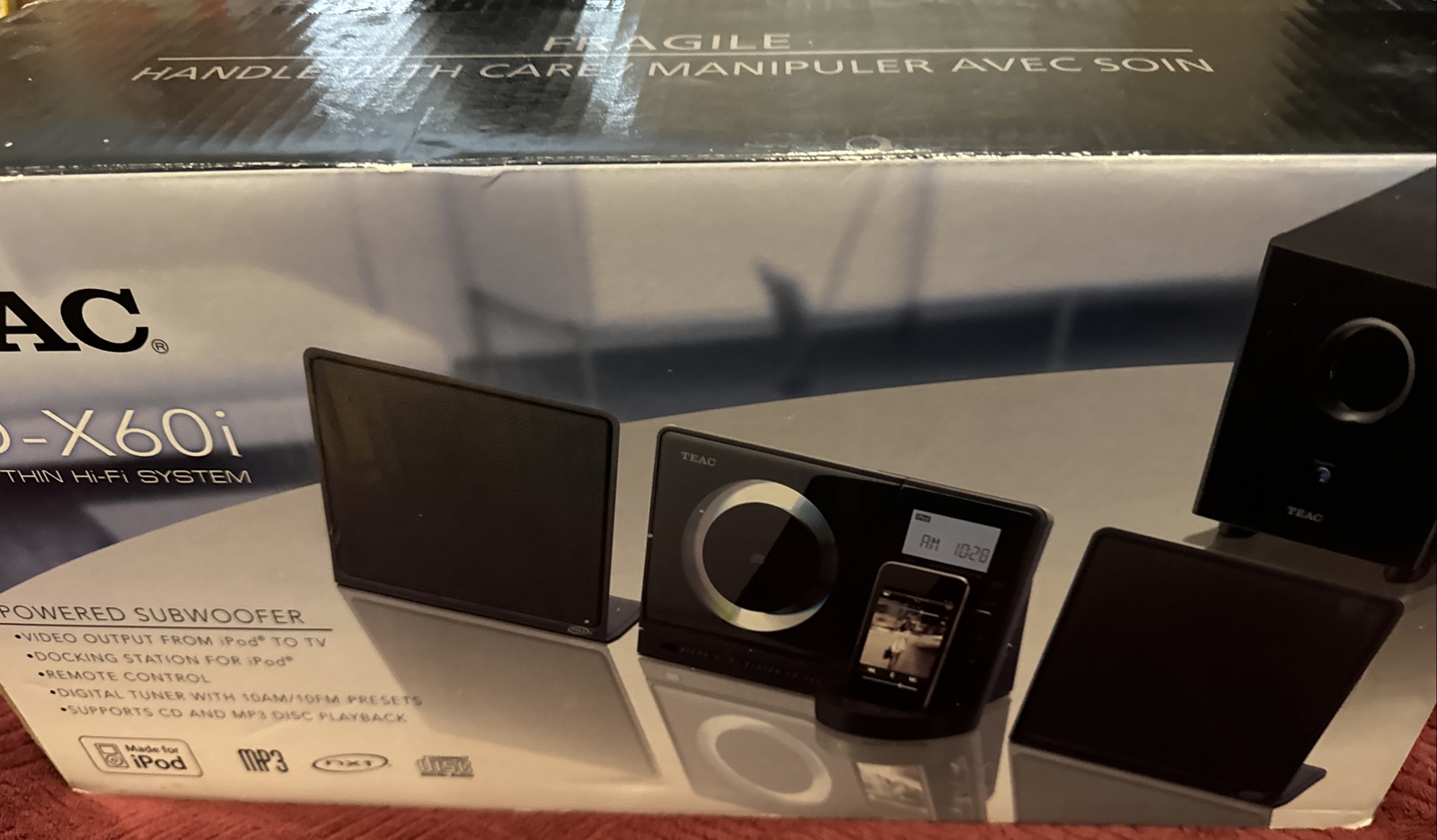 Teac CD-X60i Micro Hi-Fi System Ultra Thin AM/FM AUX For iPod Brand New ...