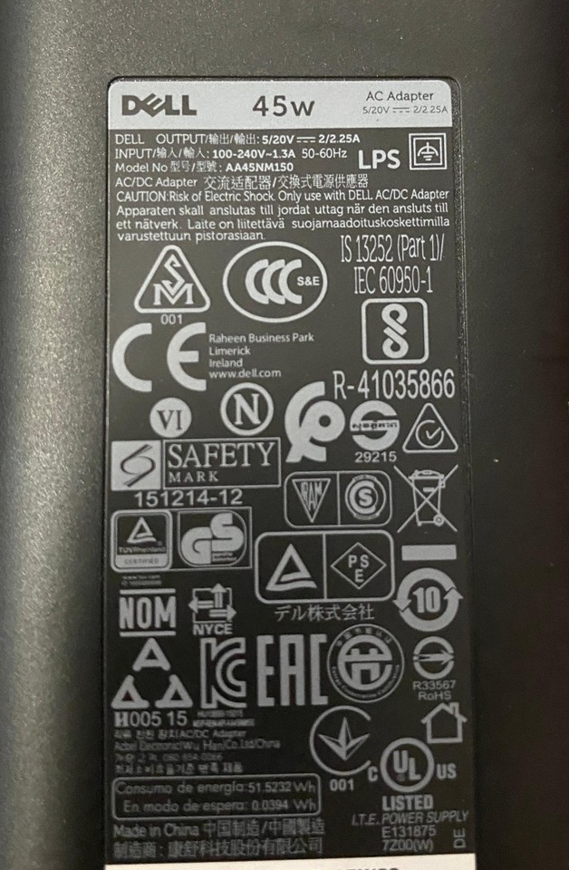 DELL XPS 13 9315 P153G 20V 2.25A Genuine AC Adapter | eBay