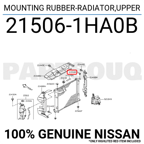 215061HA0B Genuine Nissan MOUNTING RUBBER-RADIATOR,UPPER 21506-1HA0B | eBay