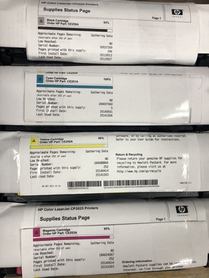 HP Genuine OEM CE250A CE251A CE252A CE253A Toner CP3520 3525 3530 93 ...