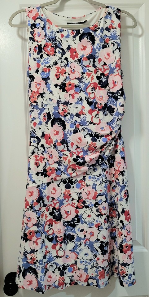 FLORAL PRINT Lauren Ralph Lauren Sleeveless Lined A-Line Dress Ruched ...