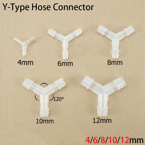 120 Degree Elbow 3-Way Tube Hose Pipe Plastic Tube Connector Y Type 4mm ...