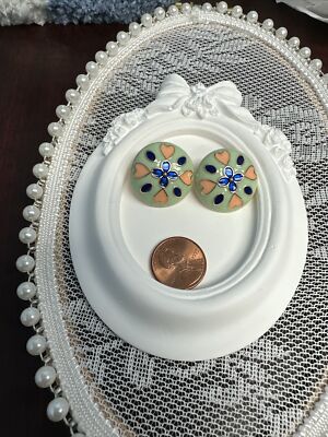 Vintage Enamel S925 Stud Earrings Sterling Silver Post | eBay