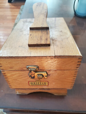 Vintage Griffin Shinemaster Shoe Shine Wooden Box Brushes Cloths | eBay