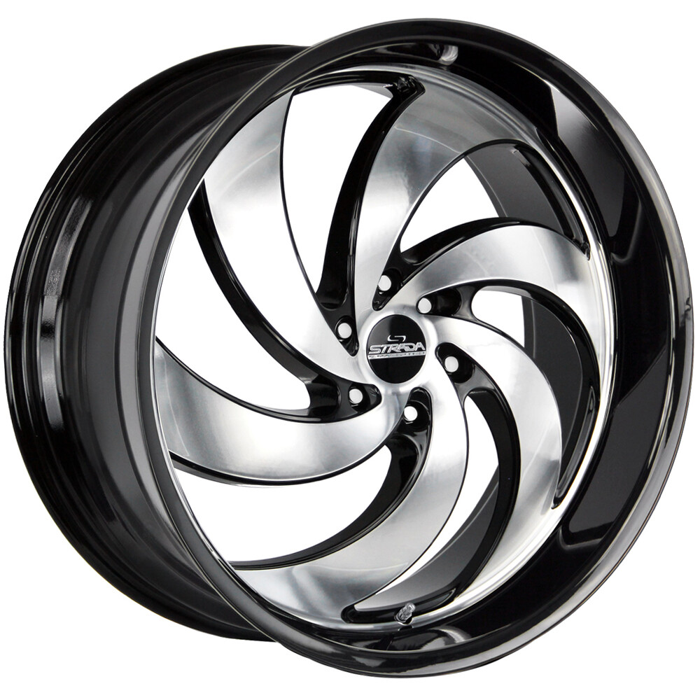 Strada C06 Retro 6 26x10 6x5.5" +26mm Black/Machined Wheel Rim 26" Inch ...
