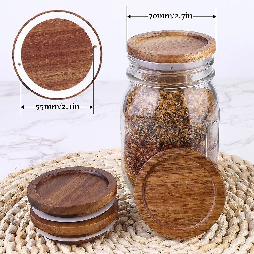 1/2PCS 85mm 70mm Wood Mason Jar Lid Storage Bottles Bottle Sealing Cap ...