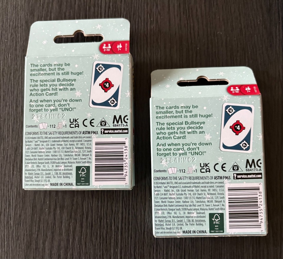 TWO-2 2024 Mattel Mini UNO Bulls Eye Edition Card Game "Choose Your ...
