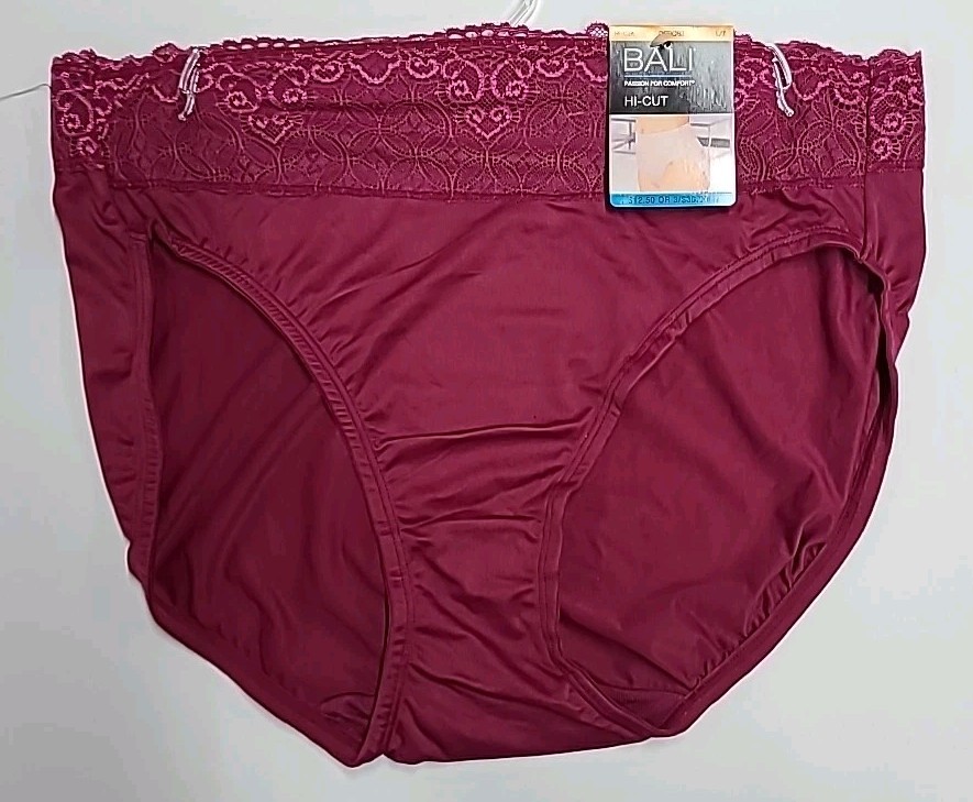 BALI Hi-Cut Underwear Panties 5-Pair Smoothing DFPC62 Maroon RED L/7 ...
