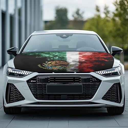Mexican Flag Car Hood Cover Protector Stretchable Car Hood Mexican Flag ...