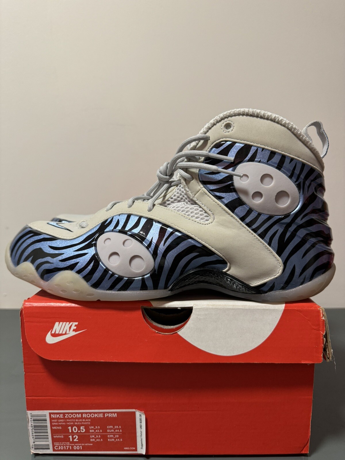 Nike Zoom Rookie PRM Memphis Tiger Vast Grey/Blue Men Size 10.5 CJ0171 ...