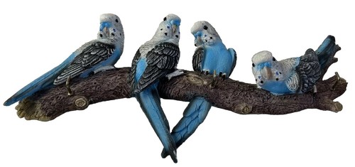 Blue Parakeet Birds Sitting On Tree Branch Key Holder | eBay