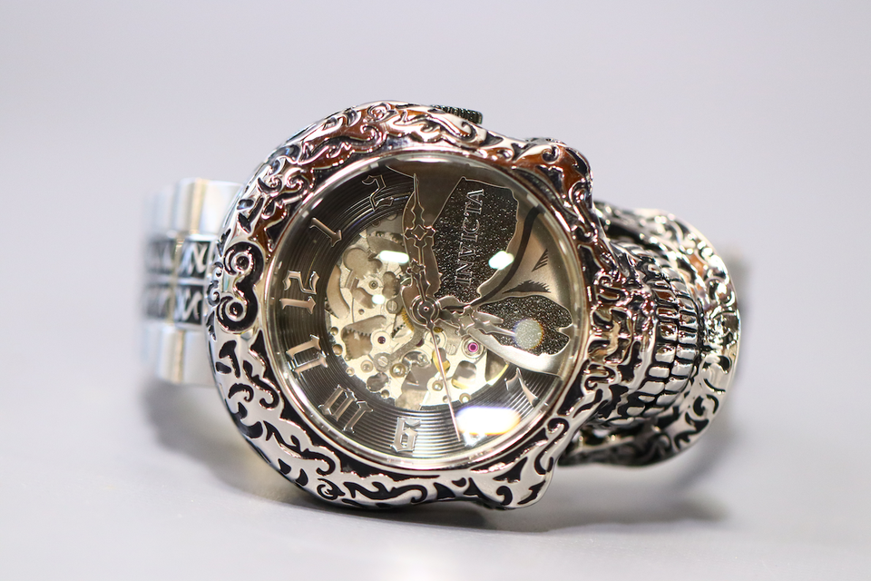 Invicta Artist Collection Skull Case 50mm Antique Silver/Black ...