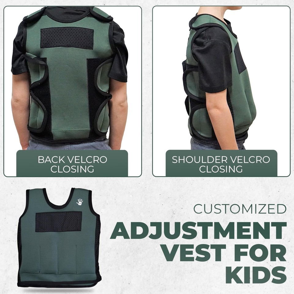Weighted Vest For Kids - Adjustable Compression Vest With Six Removable ...