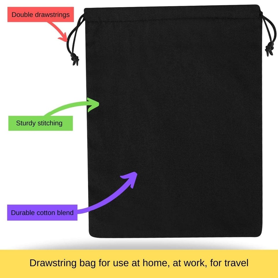 Black Cotton Drawstring Bags - Cinch and Ditty Stuff Pouch - For ...