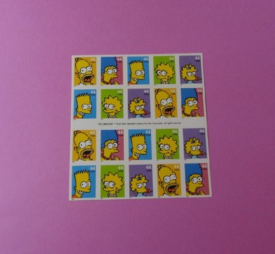 Stamps US * Sc 4399-4403 * THE SIMPSONS * Sheet of 20 * Mint * 44 cent ...