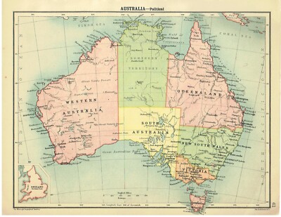 1920 Color Maps Political Australia + Oceania + Victoria New South ...