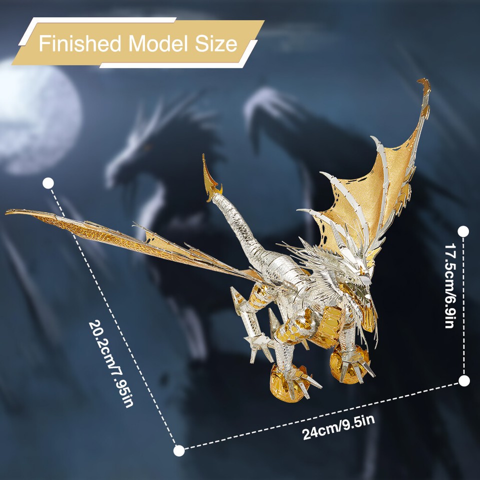Piececool 3D Model Kits For Adult Glorystrom Dragon Metal Puzzle Model ...
