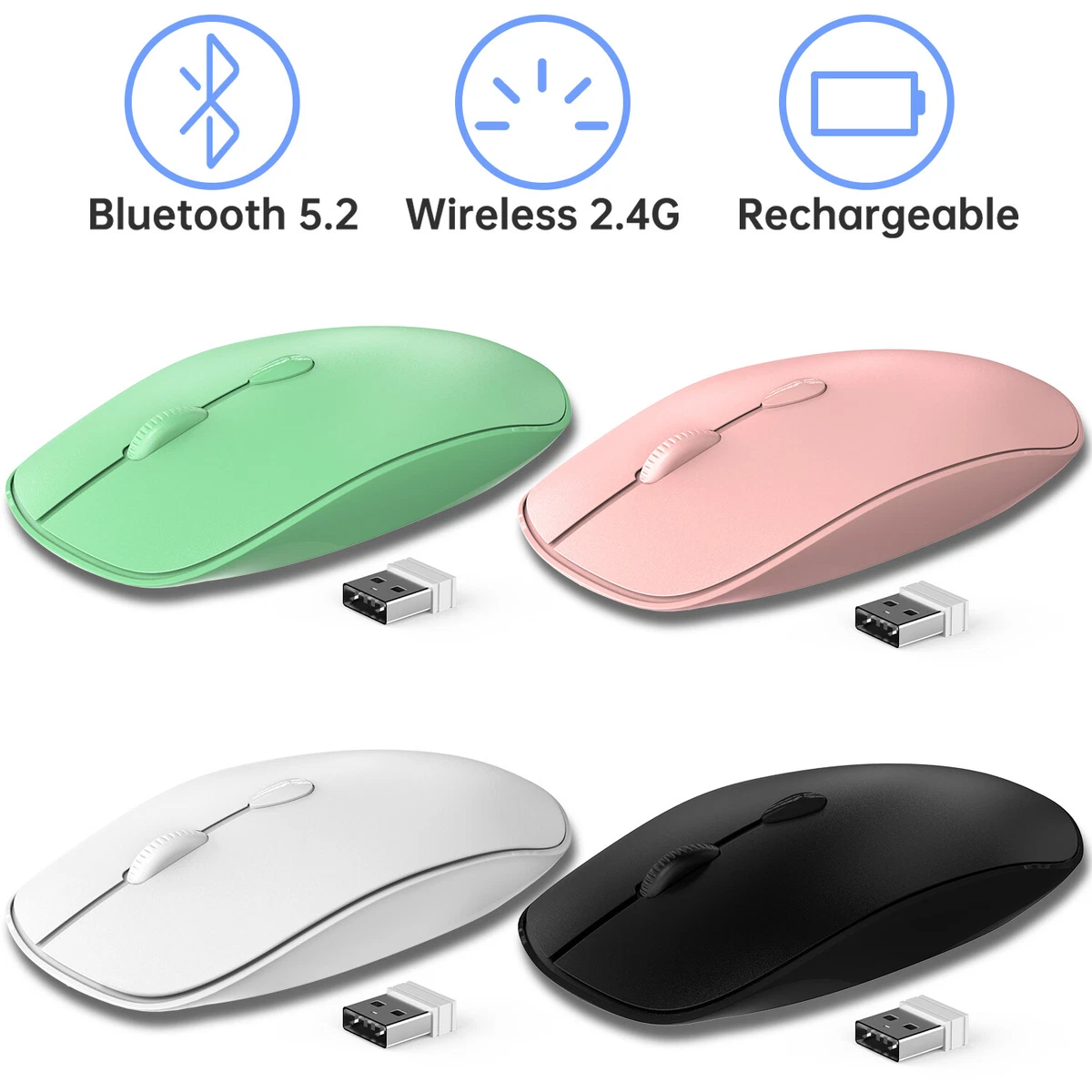 Wireless Bluetooth Mouse Rechargeable Mice USB Receiver, 56% OFF