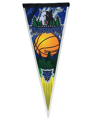 VINTAGE NBA BASKETBALL MINNESOTA TIMBERWOLVES 30" FELT BLUE & GREEN NBA ...