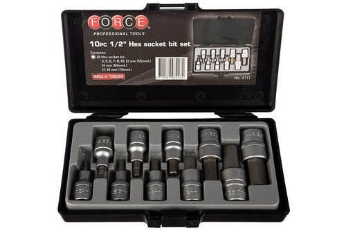 Force 4111 1/2" Dr. Hex Socket S2 Steel Bits 10pc Metric H4-19mm Set | eBay Australia