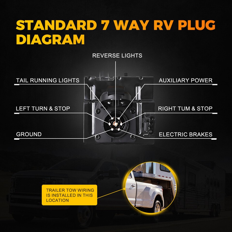 7Pin Trailer Truck Bed RV Wiring Harness Plug Extension Connectors for ...