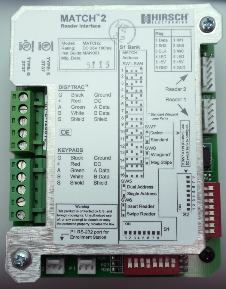 HIRSCH MRIB Match2 Reader Interface Board Module - NEW | eBay