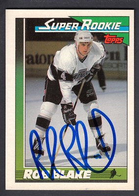 Rob Blake Hand Signed 1991-92 Topps Super Rookie Card #6 LA Kings ...