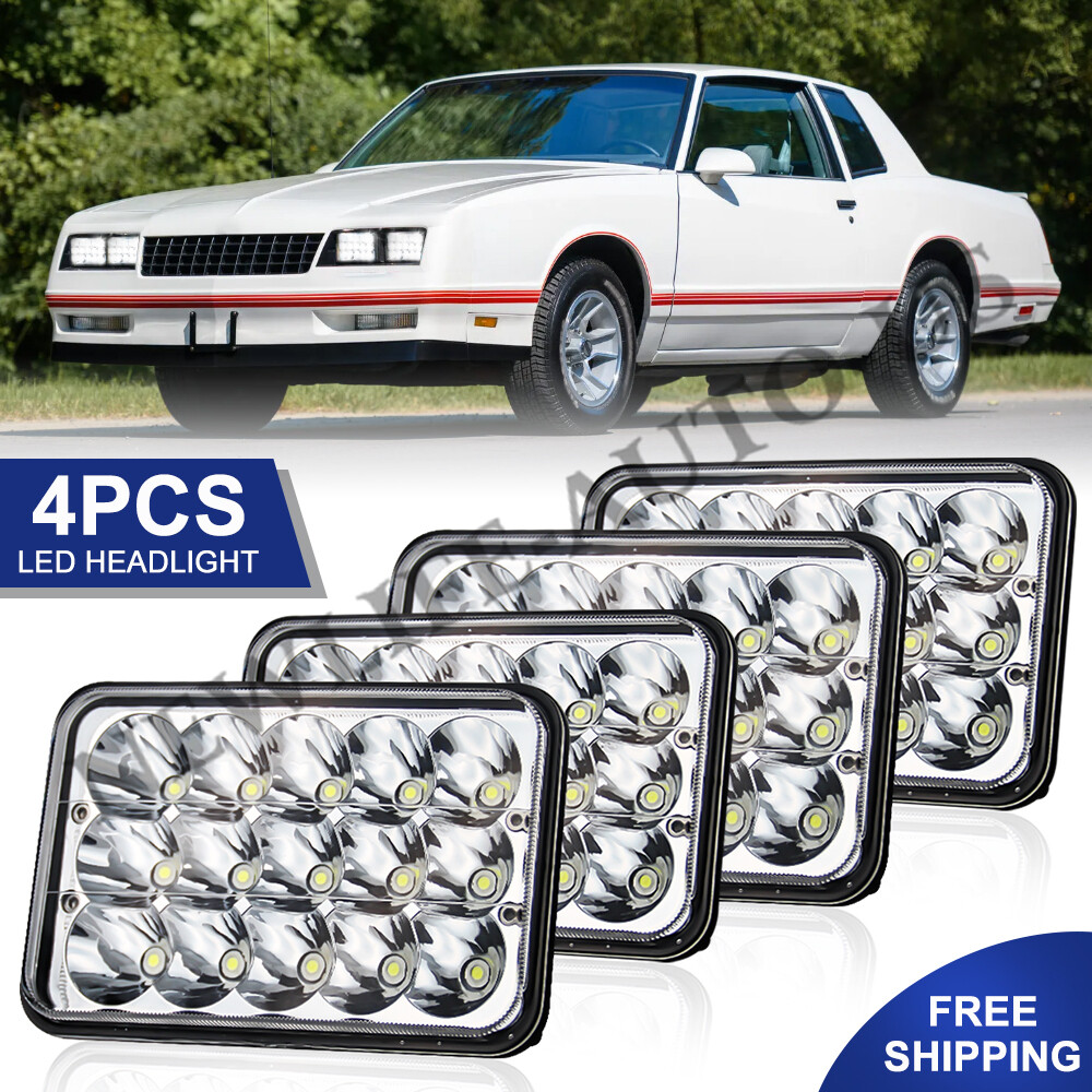 For Chevrolet Monte Carlo 80-1988 El Camino 4PCS 4x6" LED Headlights Hi ...
