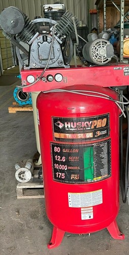 HUSKY PRO 2 STAGE AIR COMPRESSOR 80 GALLON 5 HORSE POWER 175 PSI 12.5 ...