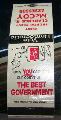 Vintage Matchbook G2 Clarence McCoy Vote Democratic Political Best ...