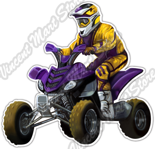 ATV 4 Wheeler Extreme Sport Quad Off Road Car Bumper Vinyl Sticker ...
