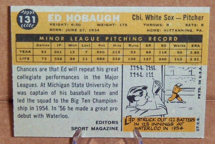 1960 Topps Baseball Ed Hobaugh #131 Rookie Card | eBay