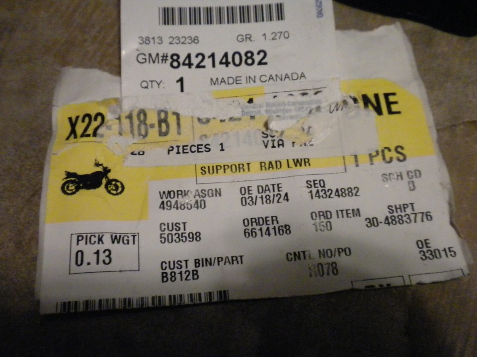 19-23 Silverado 1500 RH - Passengers Side Lower Outer Radiator Support ...