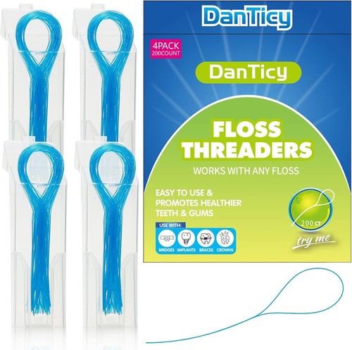Floss Threaders, Deep Clean Dental Threader for 200 Count (Pack of 4 ...