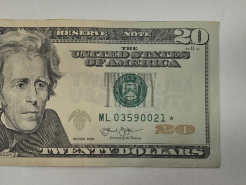 2013 SERIES STAR NOTE ML03590021* 20$ TWENTY DOLLAR BILL FANCY SERIAL ...