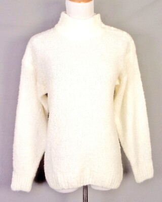 vintage 80s The Import Workshop CHUNKY Knit Cream Sweater Button Mock ...