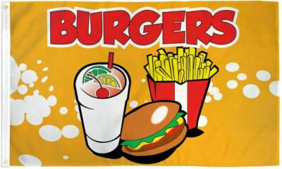BURGERS Flag Fast Food Restaurant Sign Food Tent Banner Hamburger ...