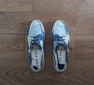 Sperry X Band Of Outsiders Top Sider 3 Eye Tri Tone Denim Boat Shoes ...