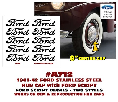 SP A712 1941 1942 FORD TRUCK - STAINLESS STEEL 8" HUB CAP - FORD SCRIPT ...