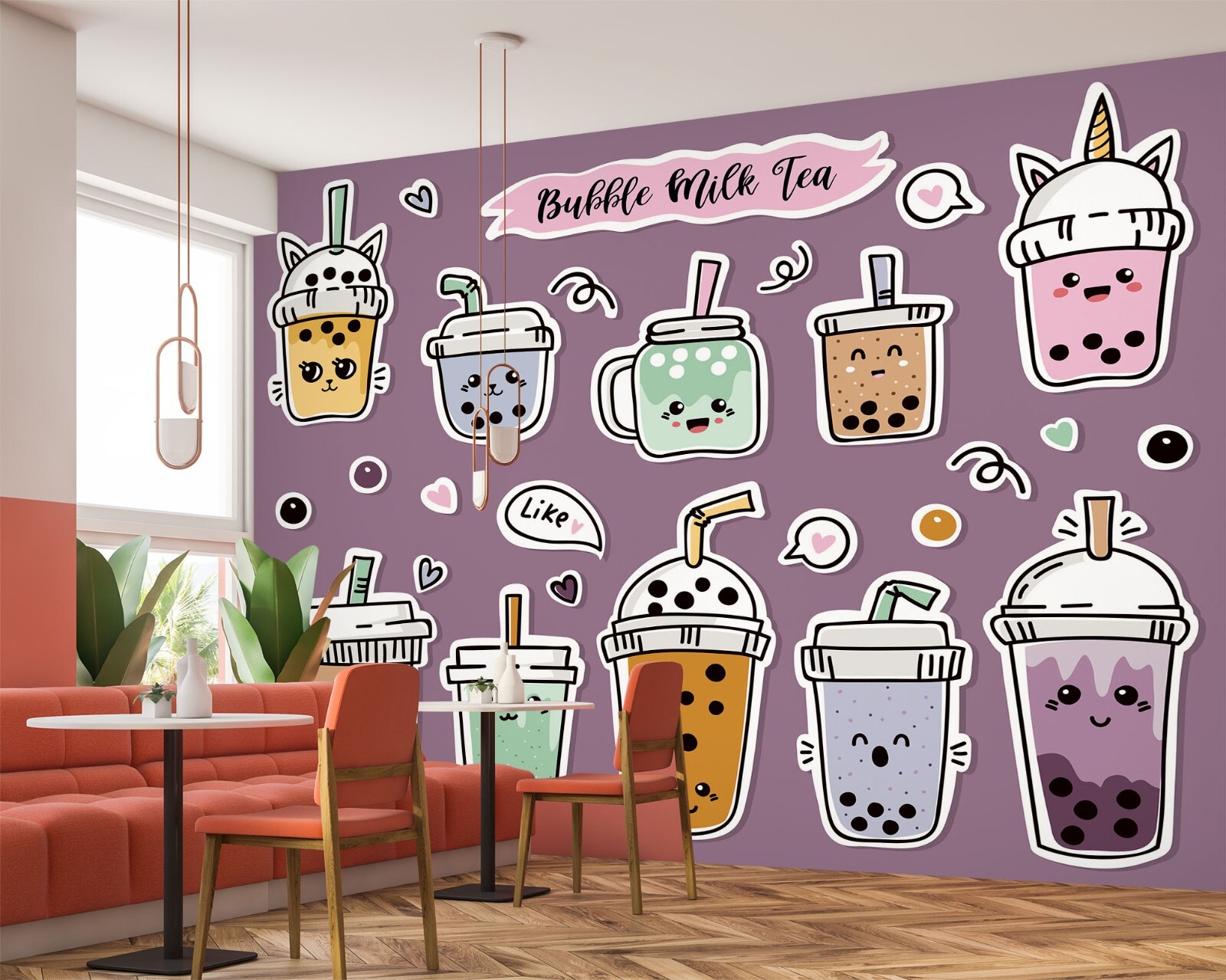 3D Milk Bubble Tea A6201 Business Wallpaper Wall Murals Self-adhesive ...