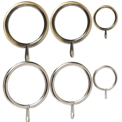 CHROME or ANTIQUE BRASS METAL CURTAIN POLE RINGS Inner Diameter 25mm ...