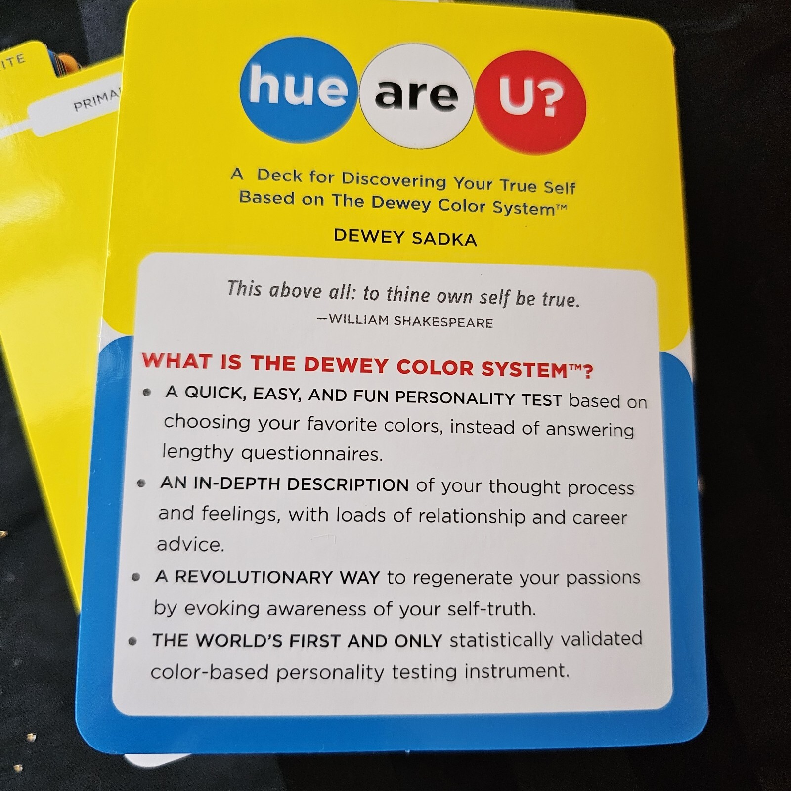Hue Are U? : A Deck for Discovering Your True Self Based on the Dewey ...