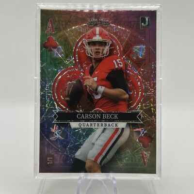 Carson Beck 2023 Wild Card 5 Card Draw Ace of Clubs Rainbow Laser SSP ...