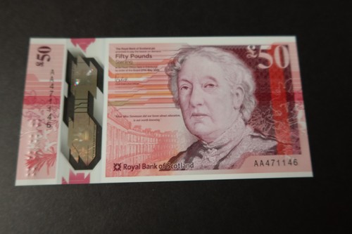 ROYAL BANK OF SCOTLAND POLYMER £50 PNEW, AA 471146 SERIAL, UNCIRCULATED ...