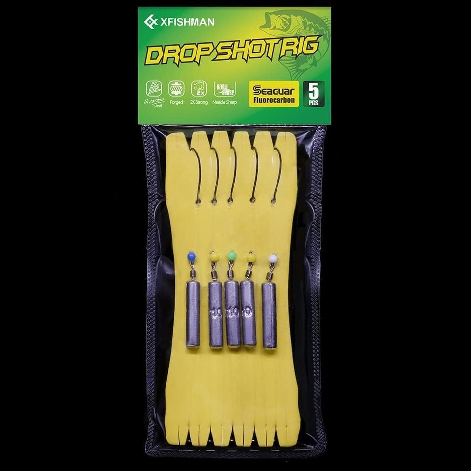 Drop Shot Rigs for Bass Fishing Ready Rig with Hooks and Sinker Weights ...
